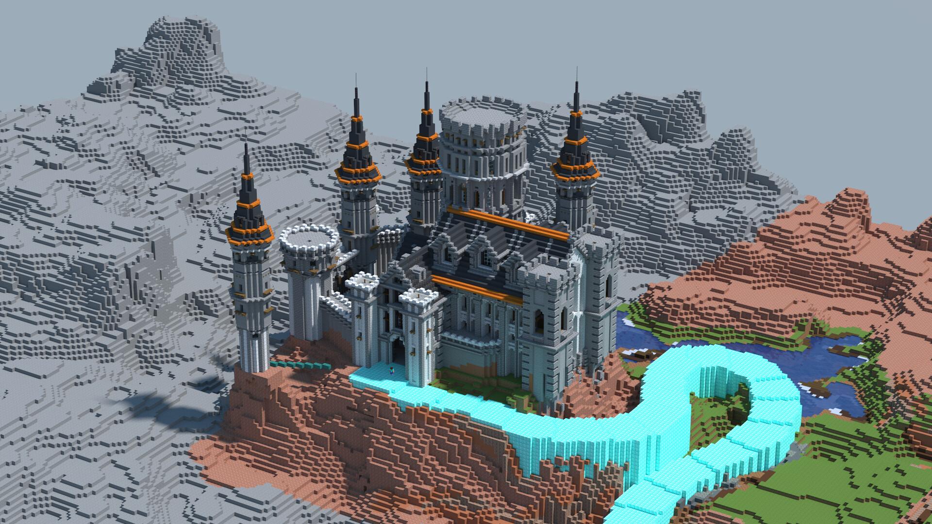 Castle - Survival Base/ Spawn w. small farming town Minecraft Map