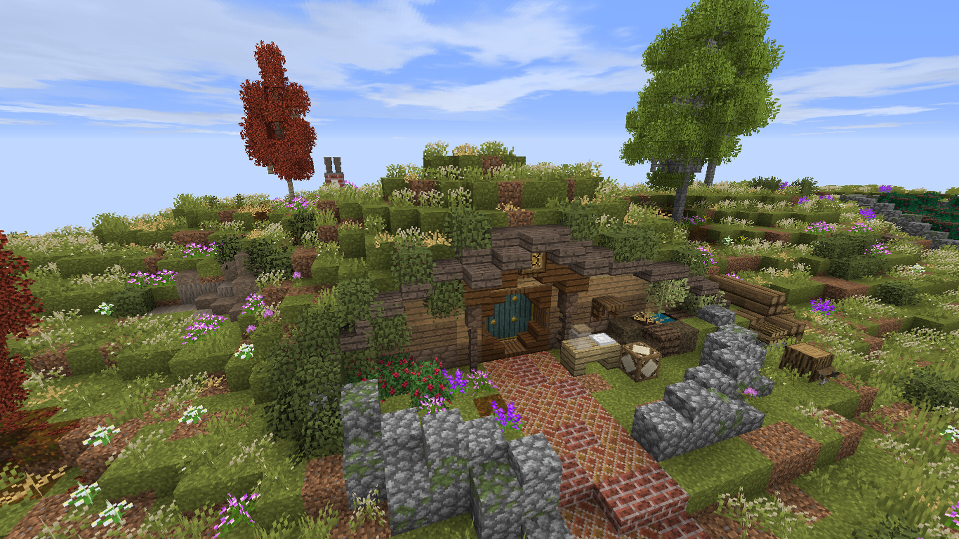 Hobbit-Hole on a Country Road | The Lord of the Rings Minecraft Map