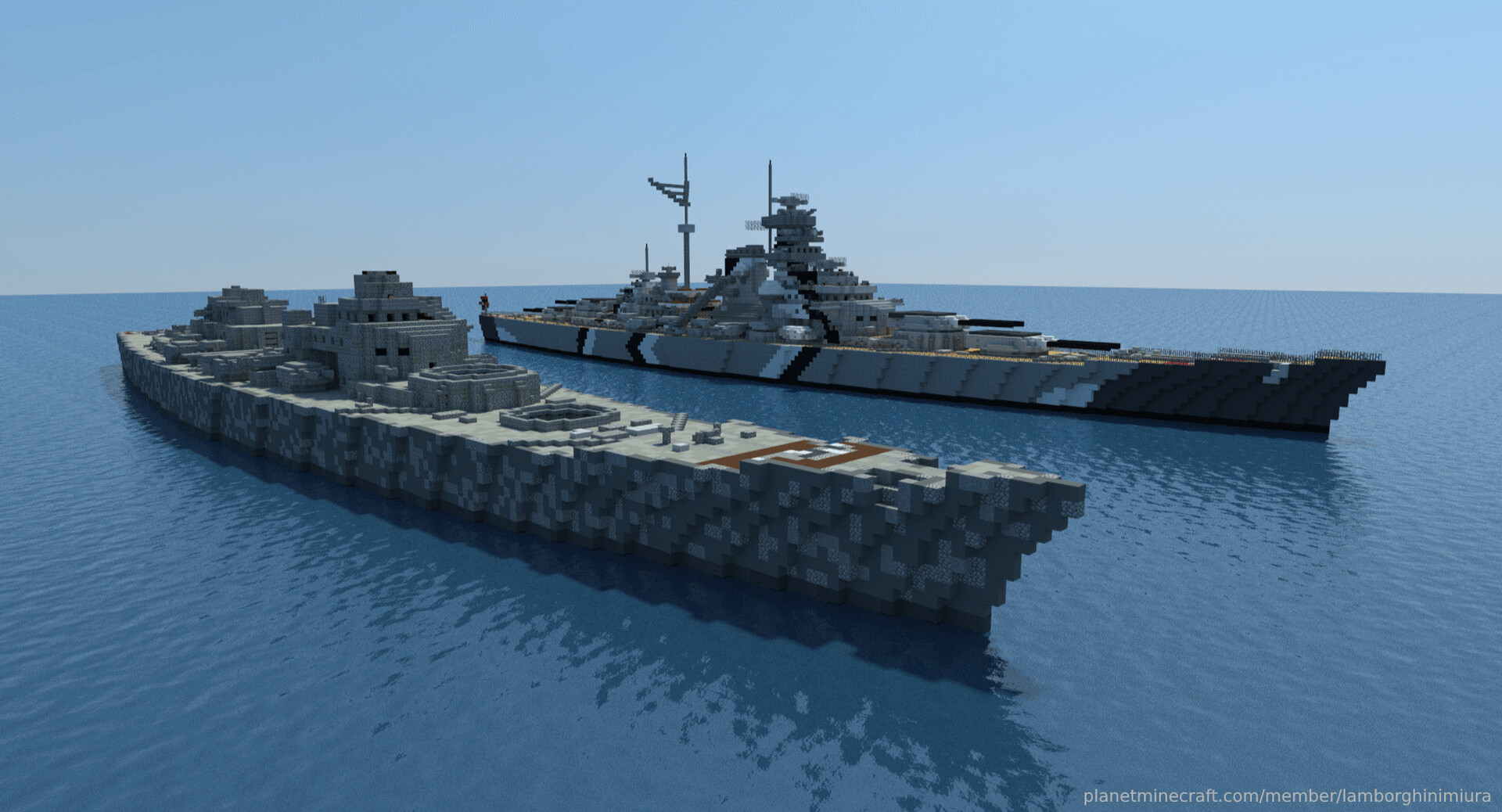 Battleship Bismarck 1:1 (Normal Version & Wreck Diorama) Minecraft Map