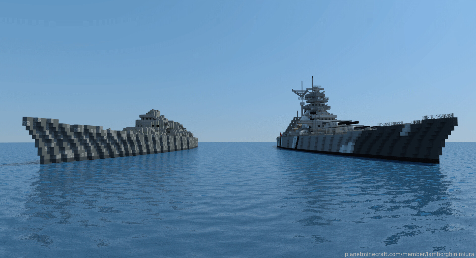Battleship Bismarck 1:1 (Normal Version & Wreck Diorama) Minecraft Map