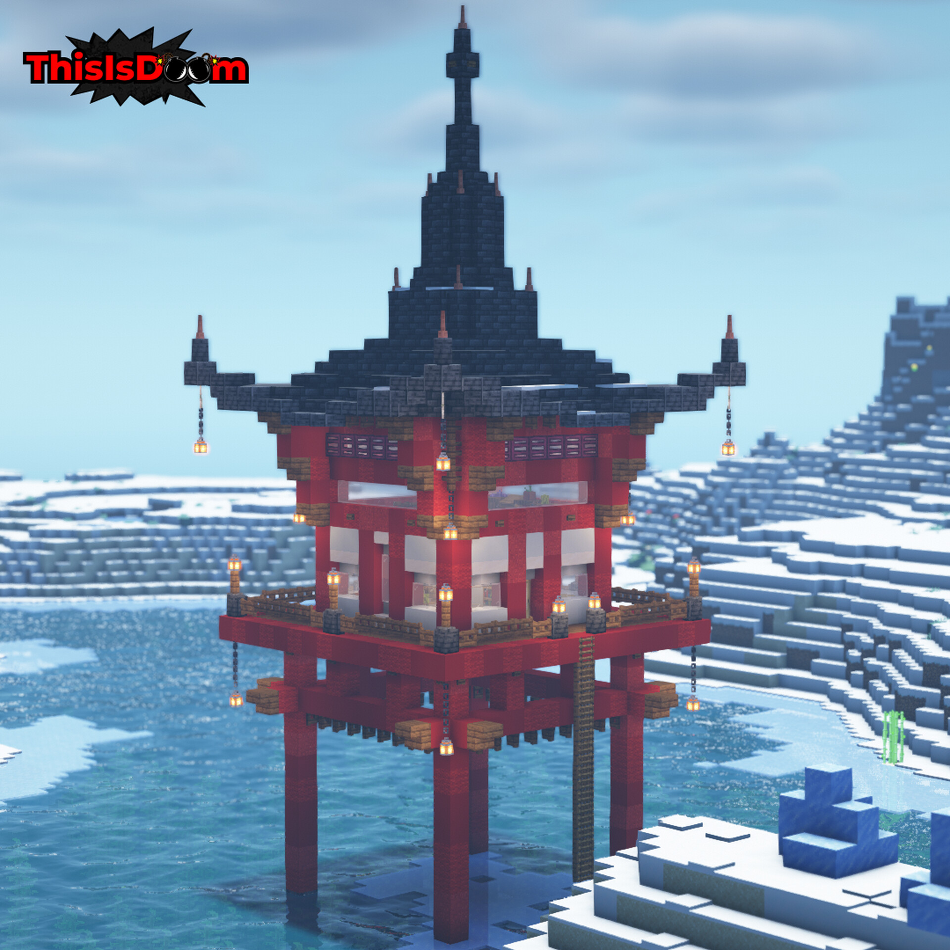 Japanese Stilt House (Build and Litematic) Minecraft Map