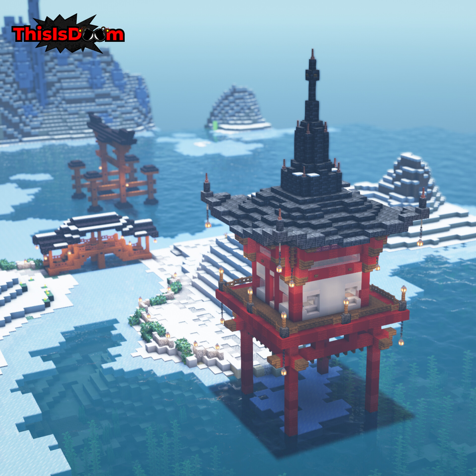 Japanese Stilt House (Build and Litematic) Minecraft Map