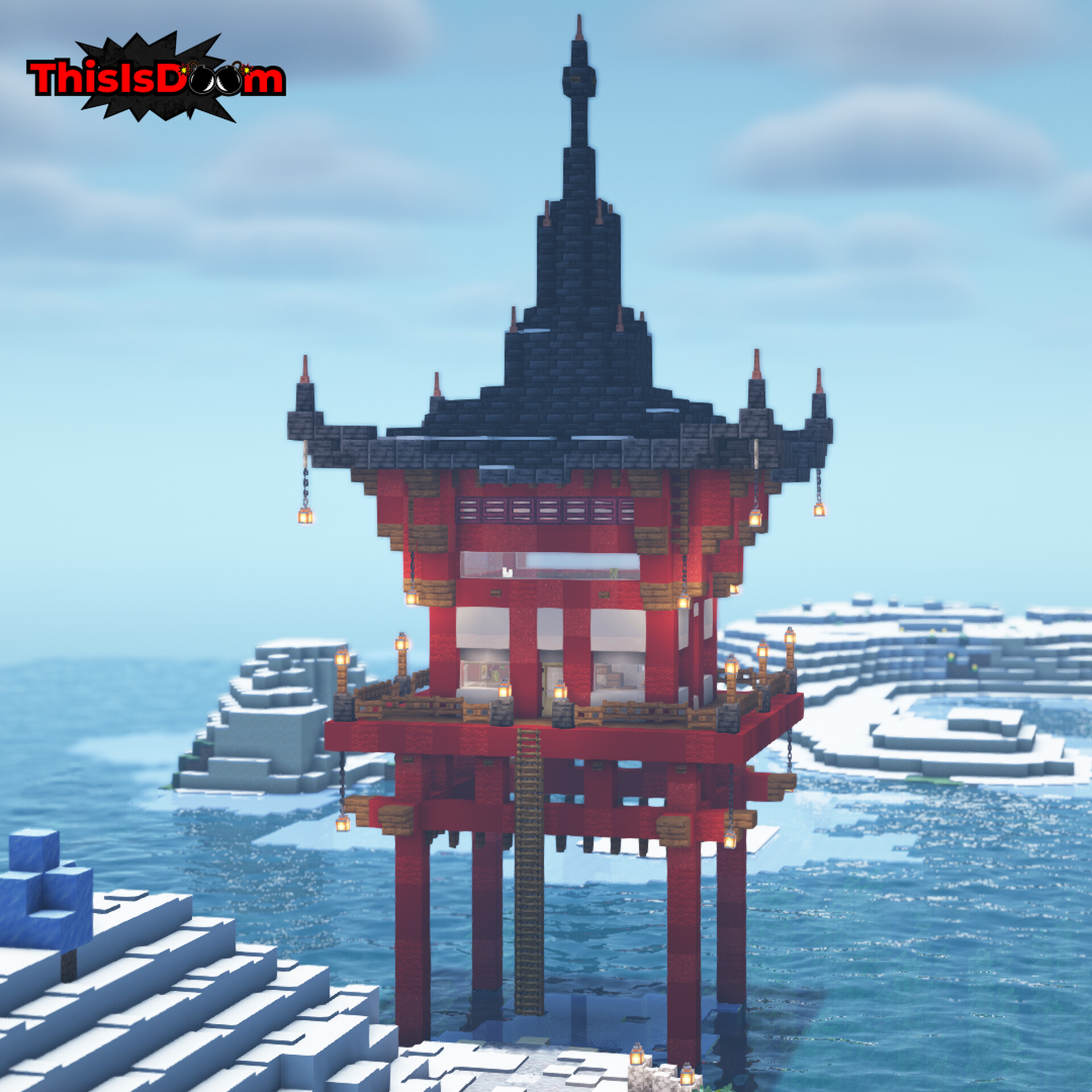 Japanese Stilt House (Build and Litematic) Minecraft Map