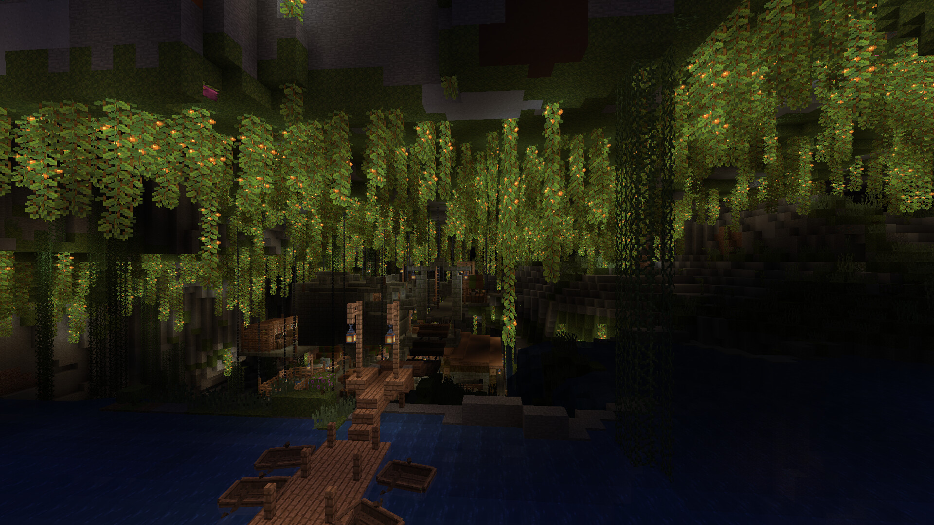 Hanging City Lush Cave Minecraft Map
