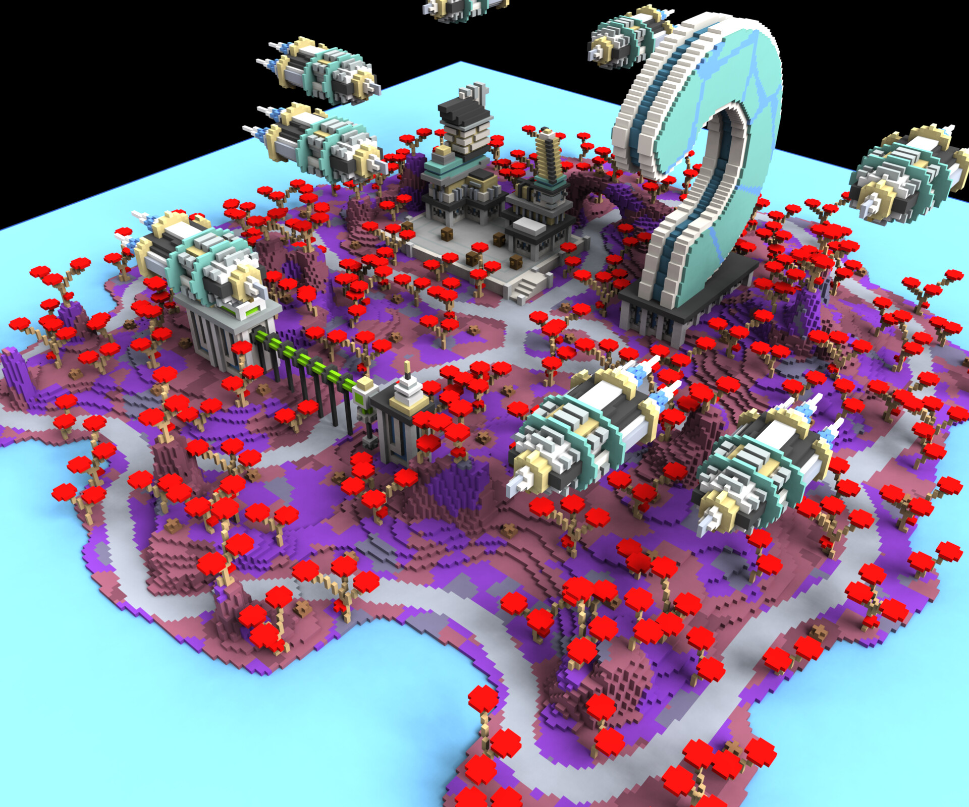 Purple Planet Outpost PvP Arena Minecraft Map