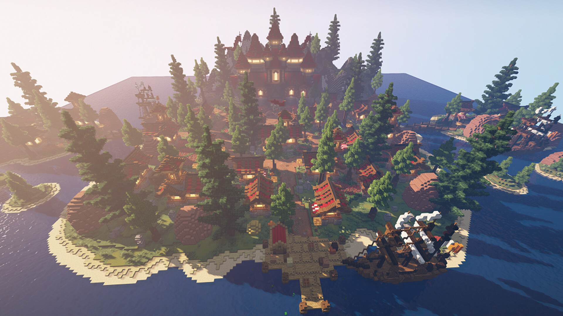 -| HUB |- Red Medieval Kingdom | 400x400 Minecraft Map