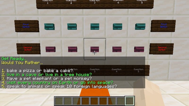 Would You Rather Mini Game with 105 questions Minecraft Map