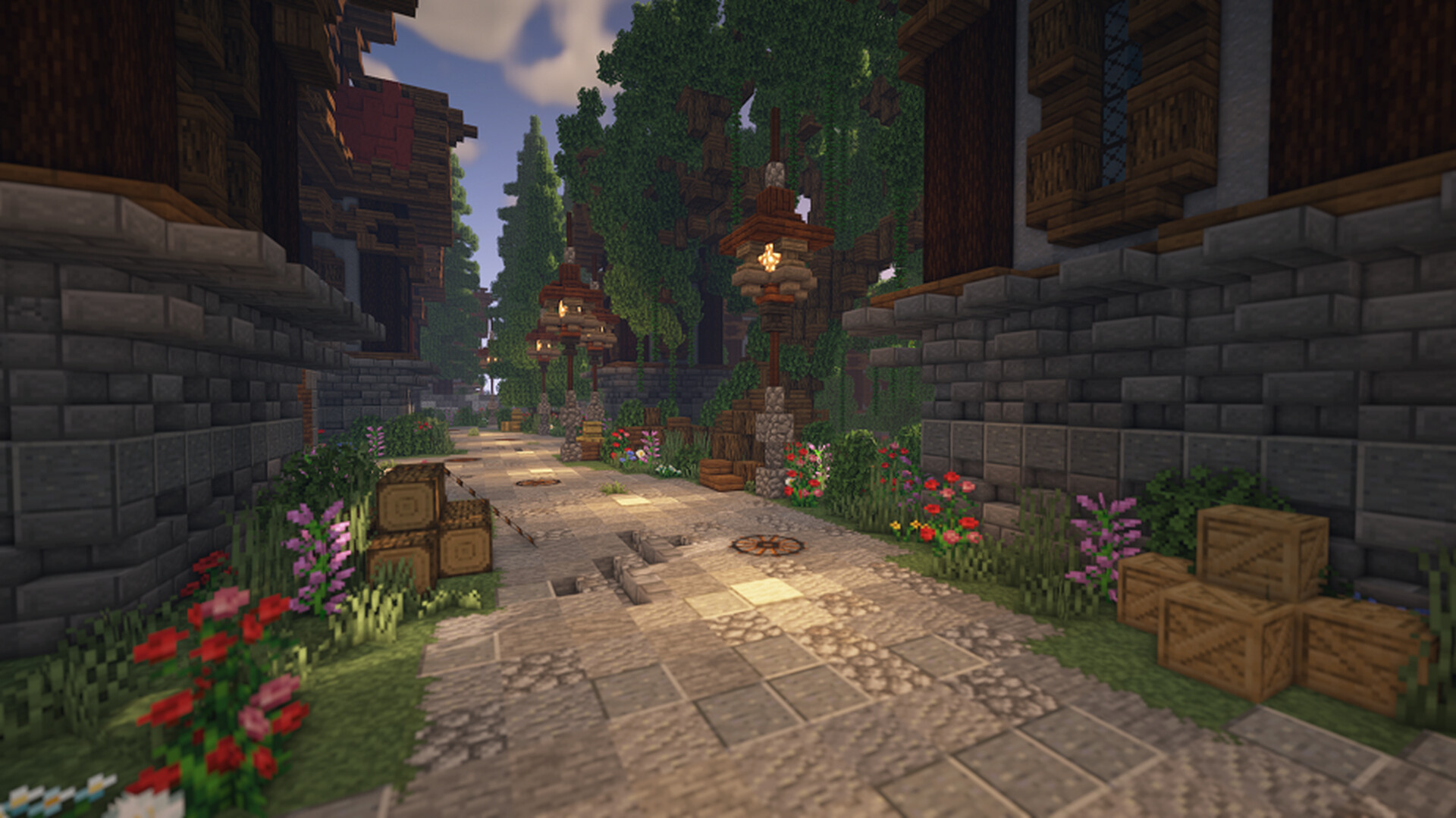 -| HUB |- Red Medieval Town | 450x400 Minecraft Map