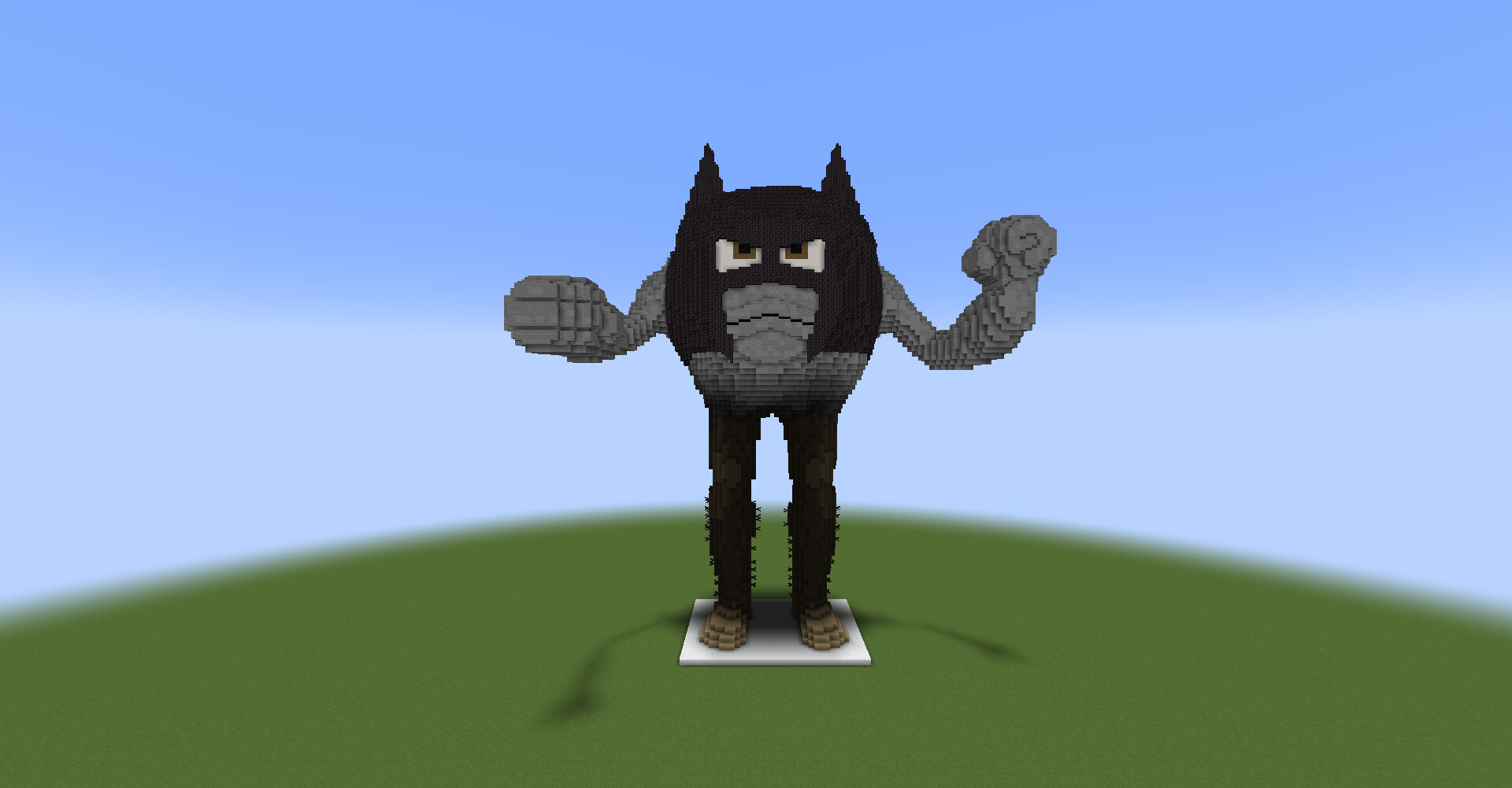 Geodude with batman mask and human legs statue Minecraft Map