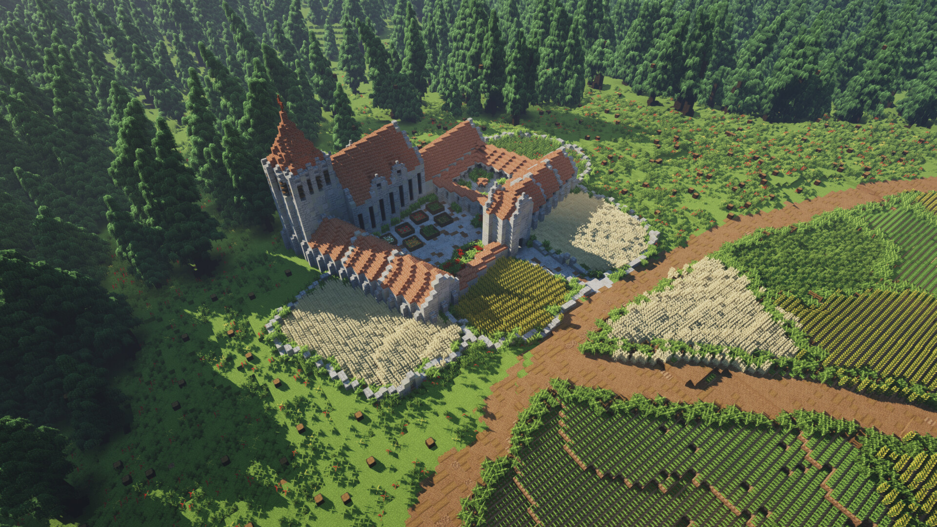 Realistic medieval monastery Minecraft Map