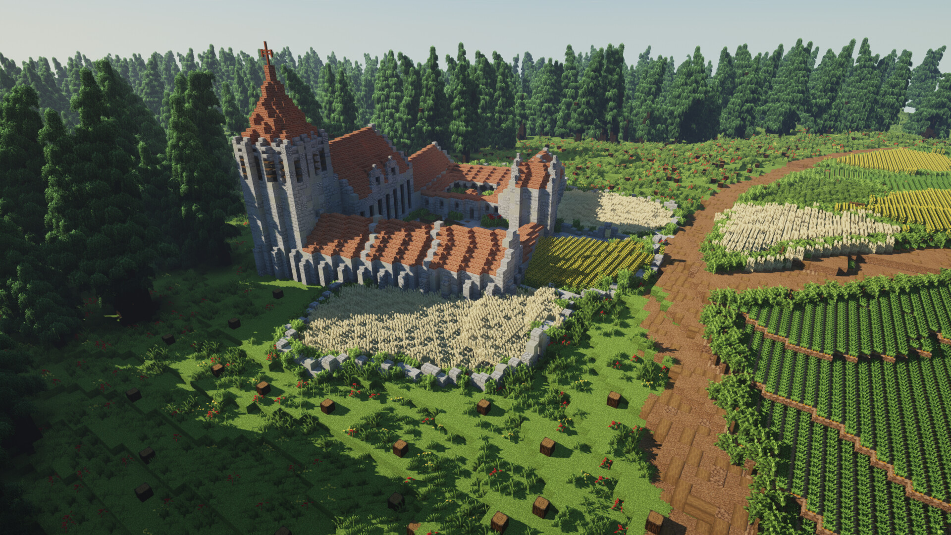 Realistic medieval monastery Minecraft Map