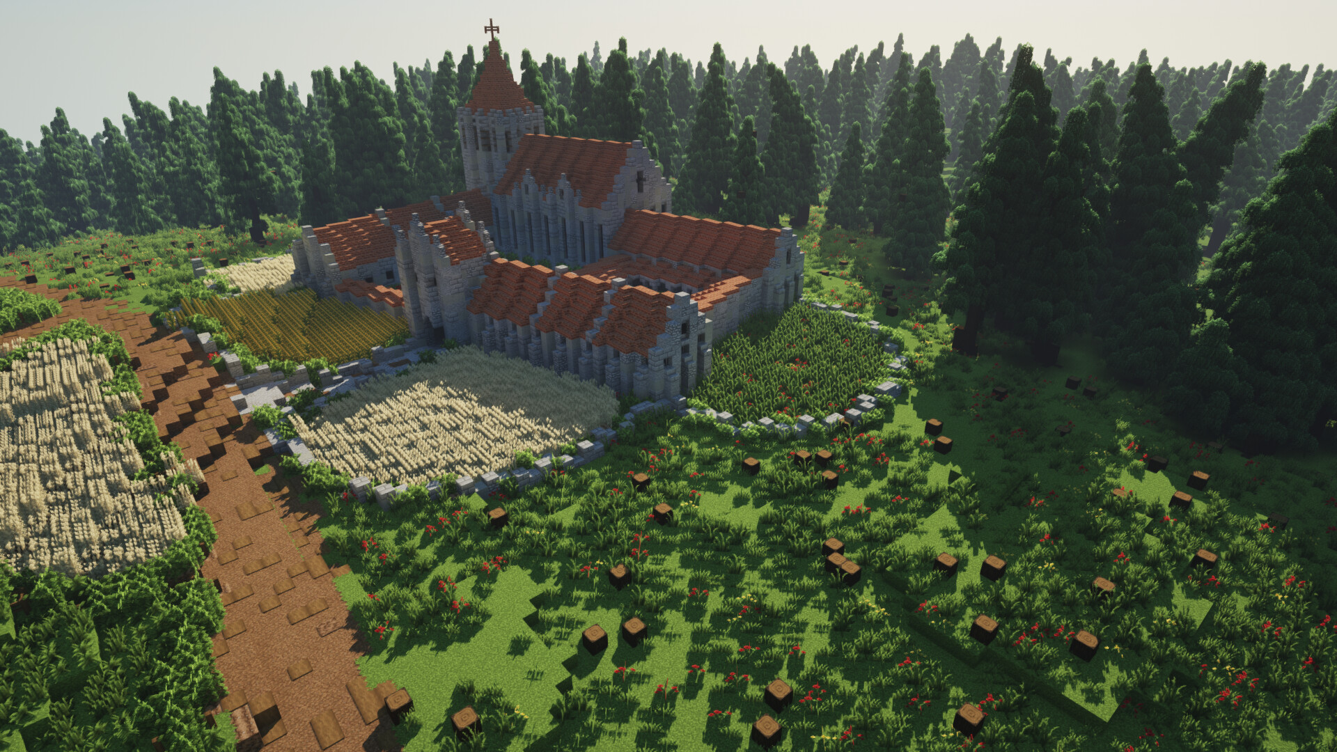 Realistic medieval monastery Minecraft Map