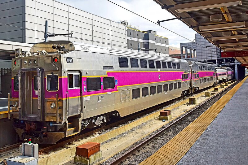 MBTA - Kawasaki BTC-4 Bi-Level Cab/Coach Car & Bombardier BTC-1B Coach ...