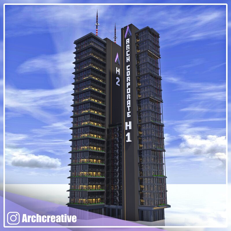 AC Highrise Towers | 380 Blocks tall + download Minecraft Map