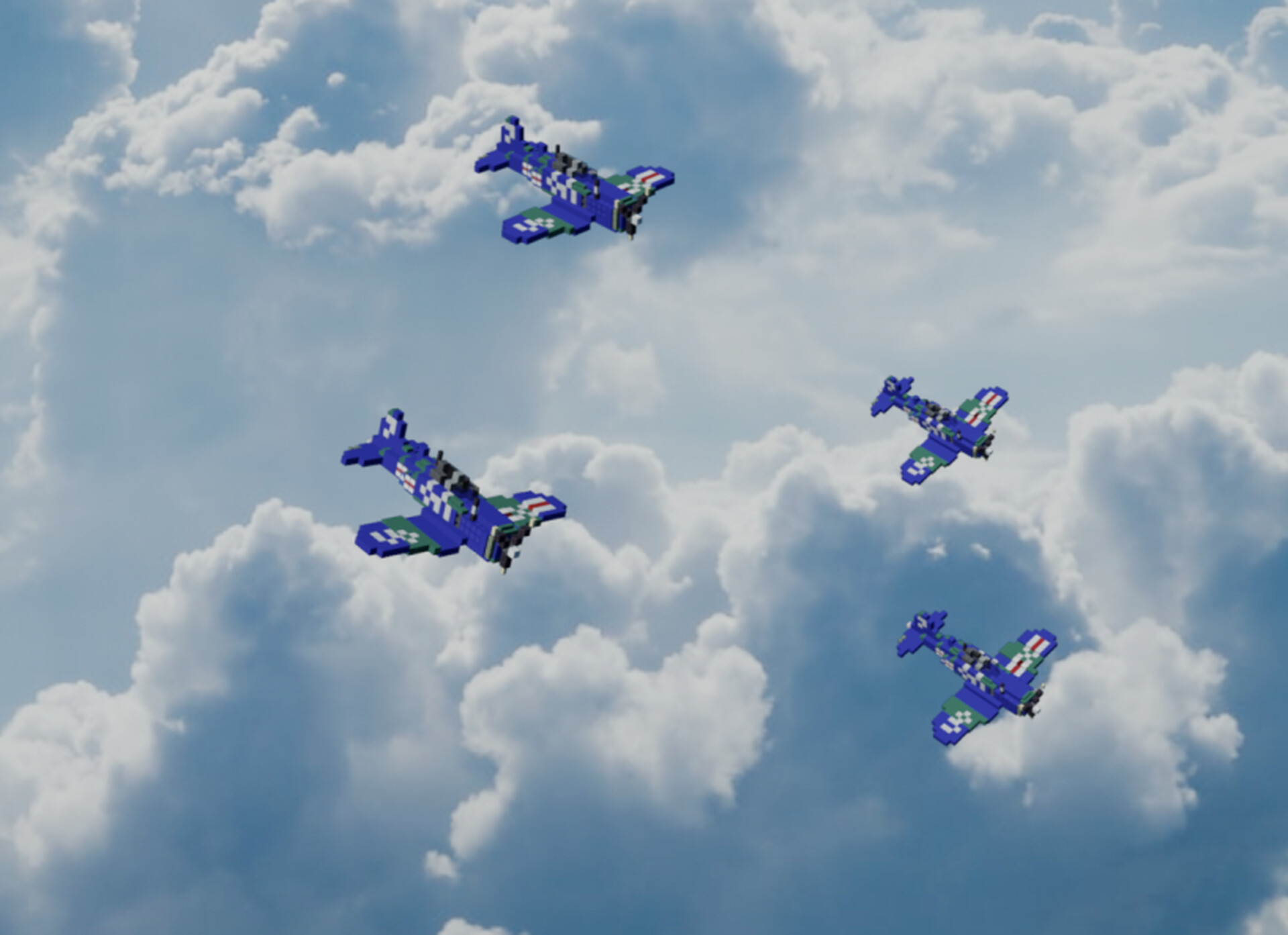 F4U Corsair fighter plane I build and render Minecraft Map