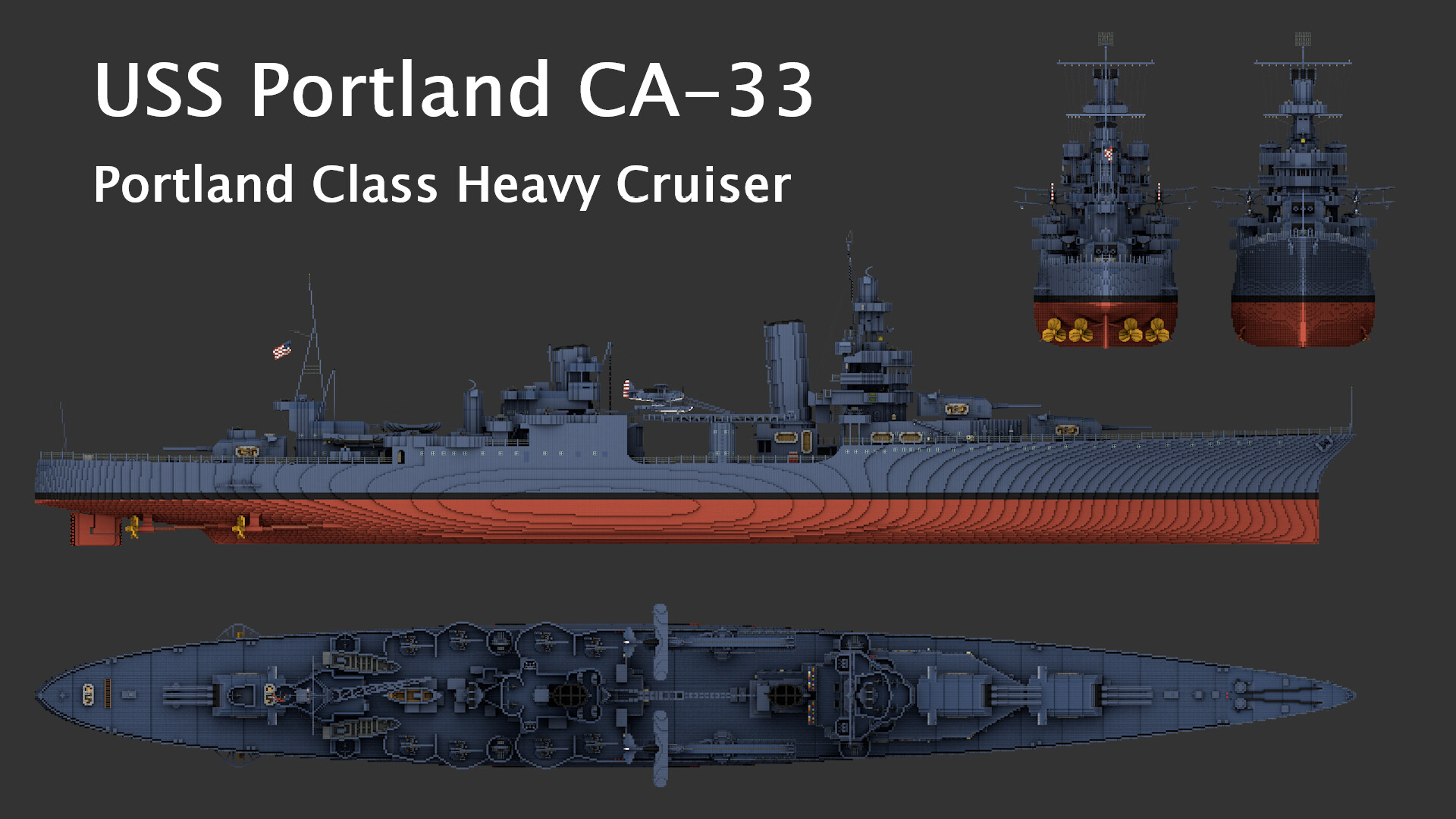 4:1 USS Portland CA-33 (1942) Minecraft Map