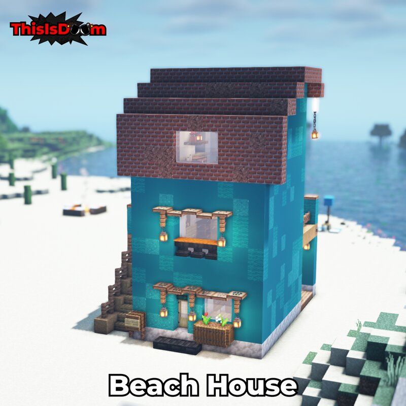 Beach House and Interior (Build and Litematic) Minecraft Map