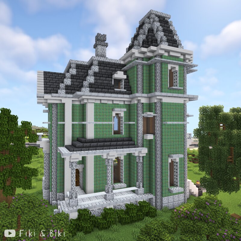 Green & White Victorian House Minecraft Map