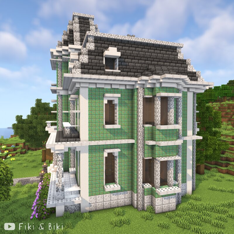 Green & White Victorian House Minecraft Map