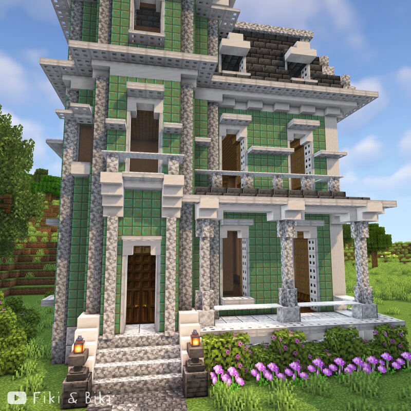 Green & White Victorian House Minecraft Map