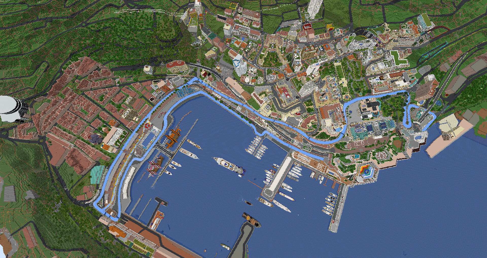 F1 Circuit de Monaco, 1:1 scale Ice boat racing track Minecraft Map