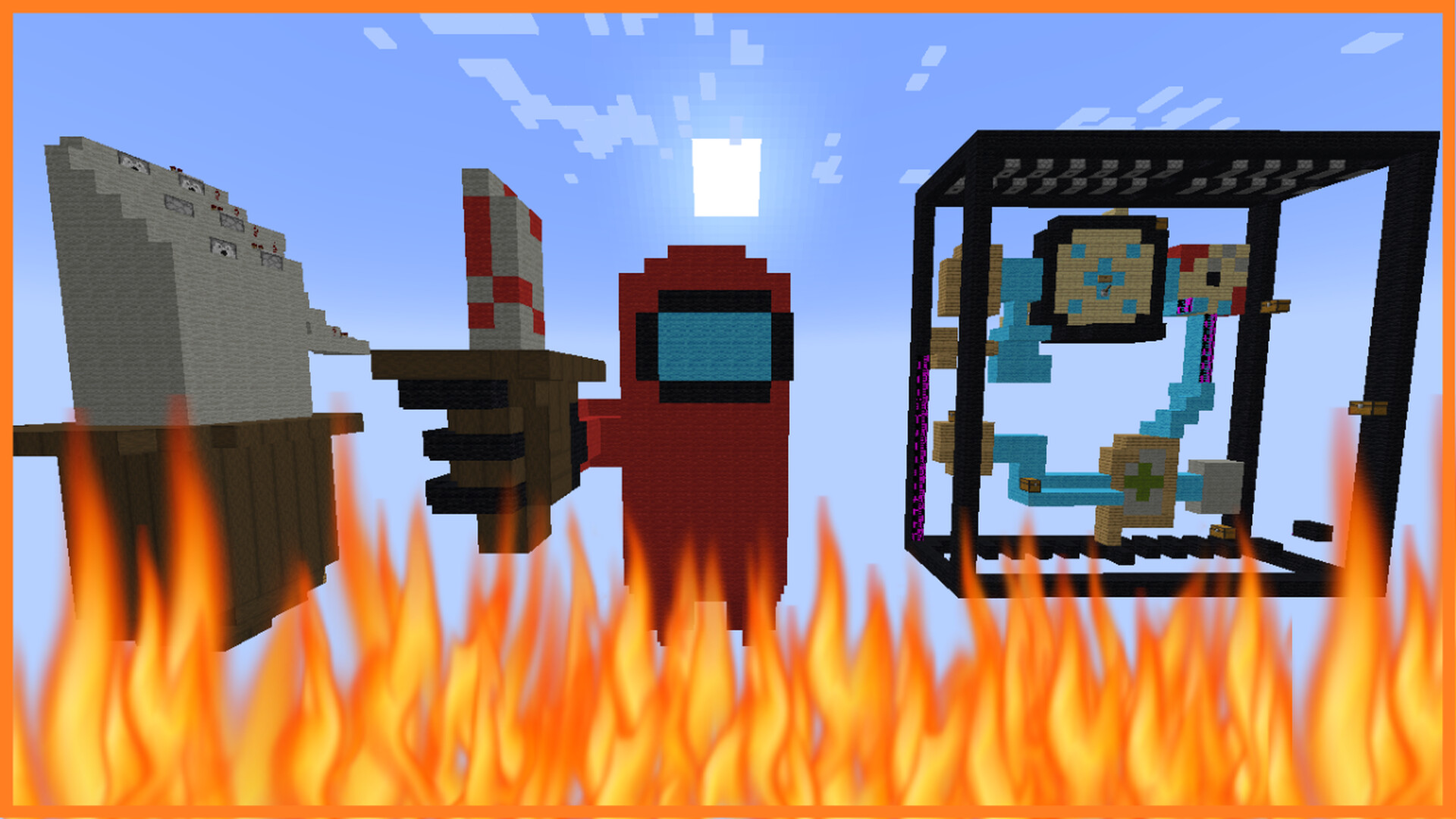 AMONG US burning map! (For PopularMMOs) Minecraft Map