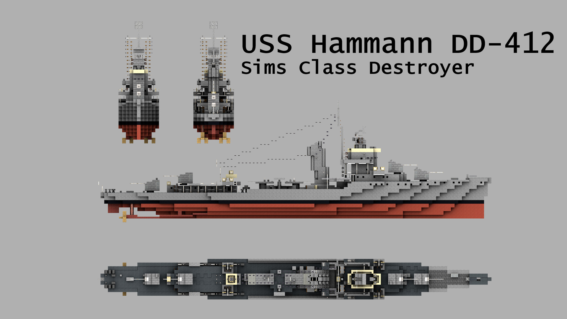 1:1 Scale USS Hammann DD-412 Minecraft Map