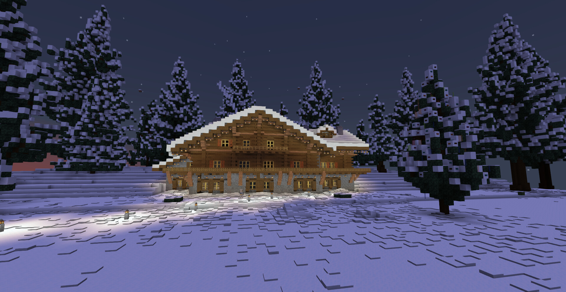 Chalet-style house with Christmas decorations Minecraft Map