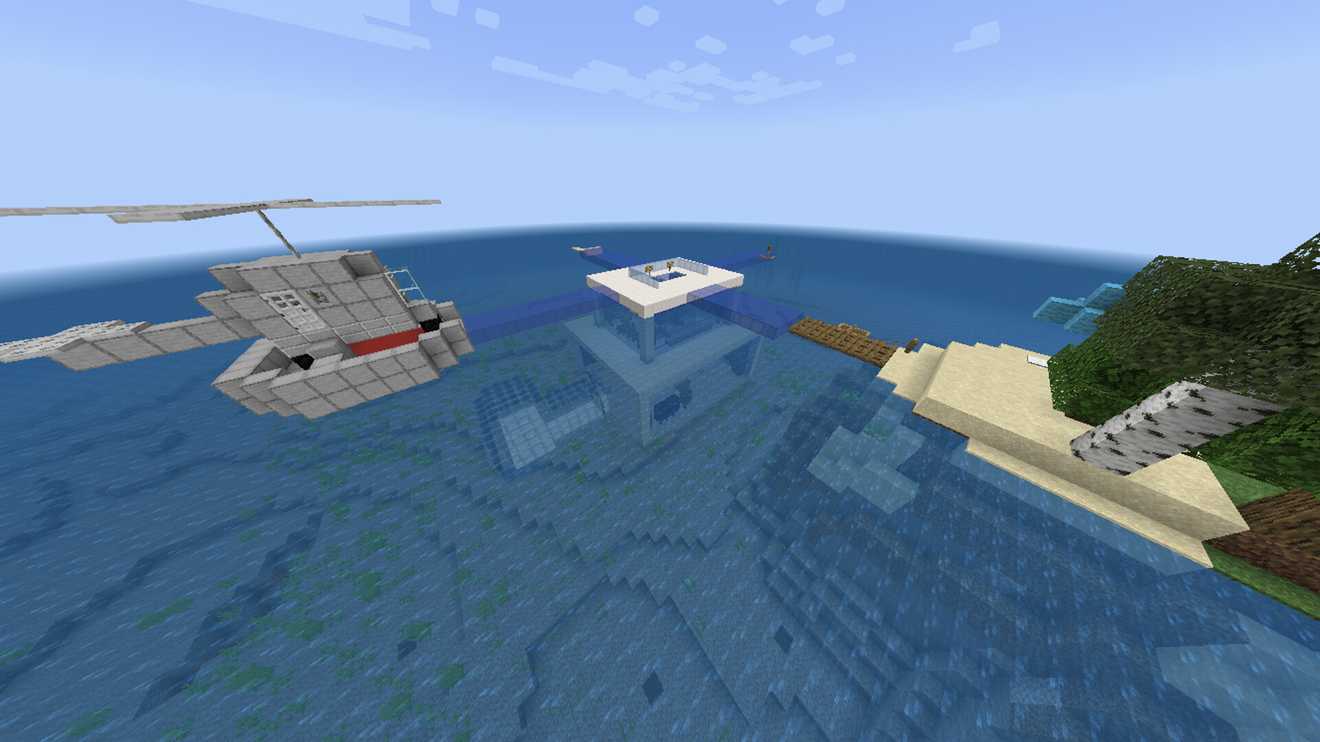 Underwater Base + Little Beach (+ISLAND) Minecraft Map