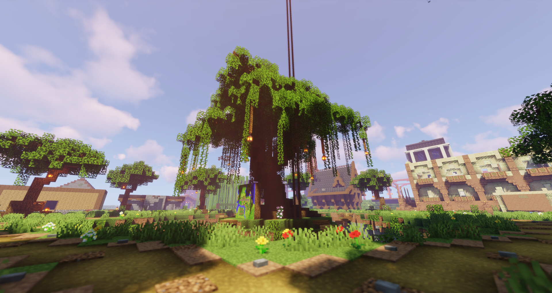 A big tree, in the town of Littlehope Minecraft Map