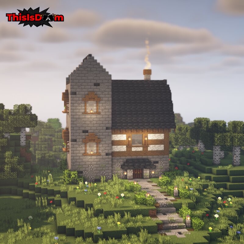 Medieval House and Interior (Build and Litematic) Minecraft Map