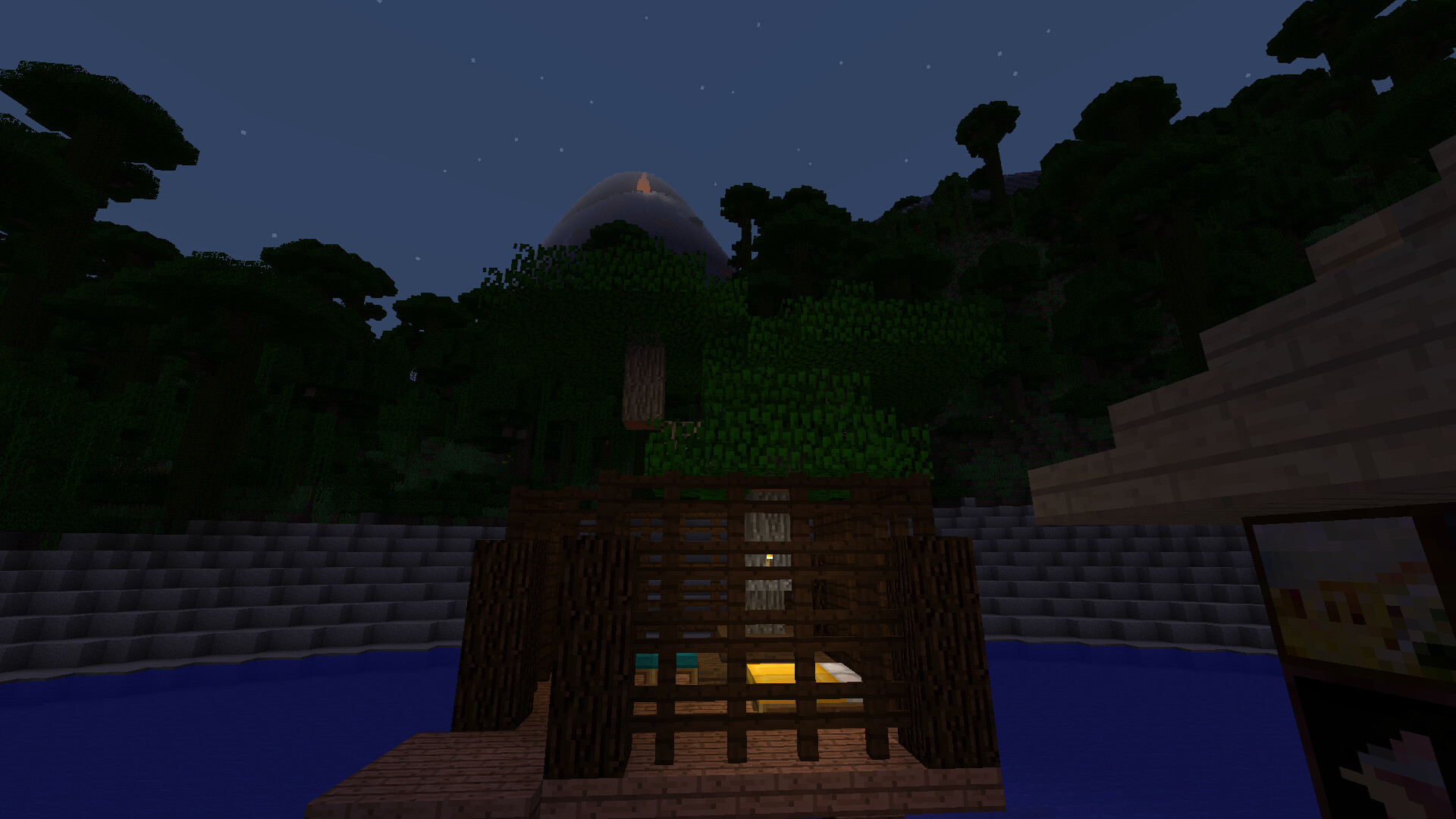 Bungalow on Jungle Island with Shallow Lagoon and Volcano Minecraft Map