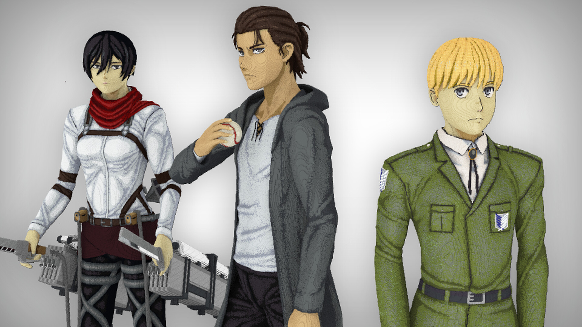 Attack on Titan - Eren, Mikasa, and Armin Minecraft Map