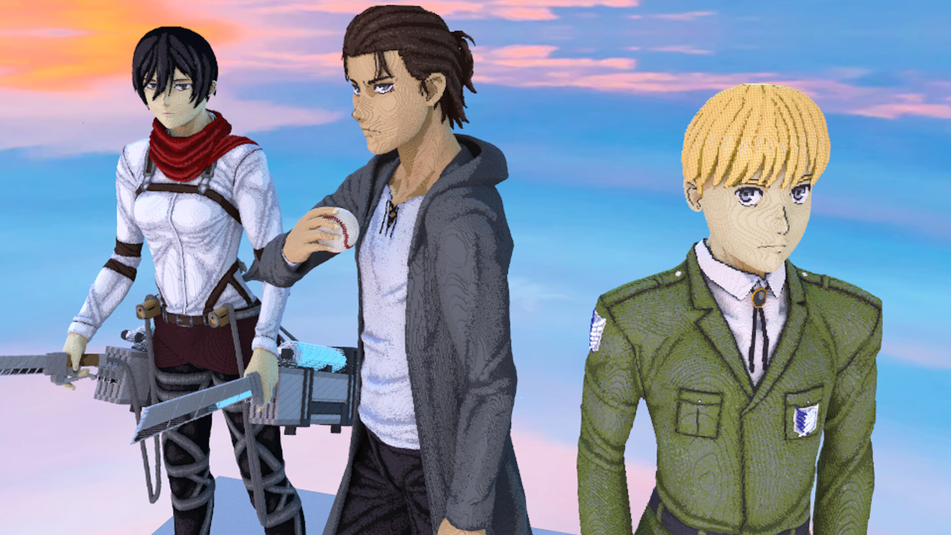 Attack on Titan - Eren, Mikasa, and Armin Minecraft Map