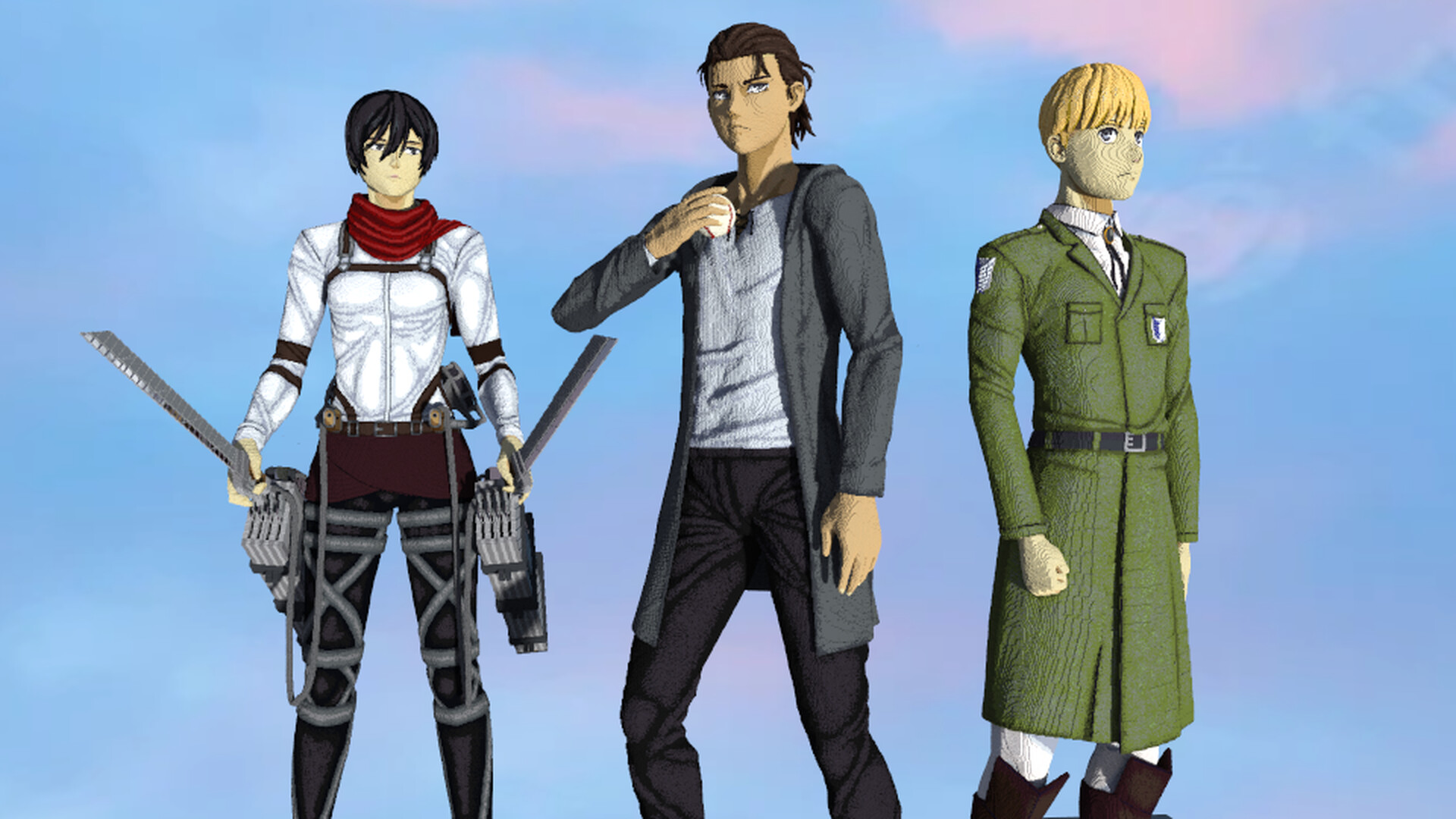 Attack on Titan - Eren, Mikasa, and Armin Minecraft Map