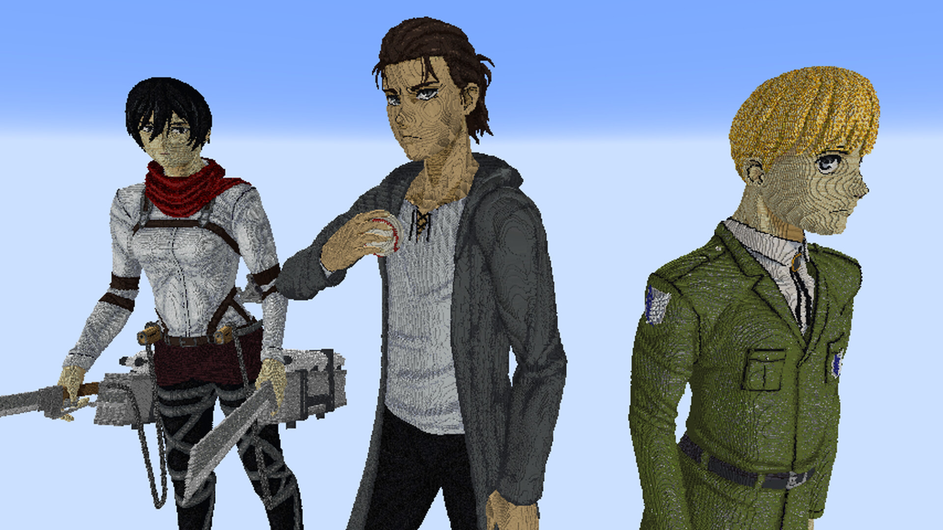 Attack on Titan - Eren, Mikasa, and Armin Minecraft Map