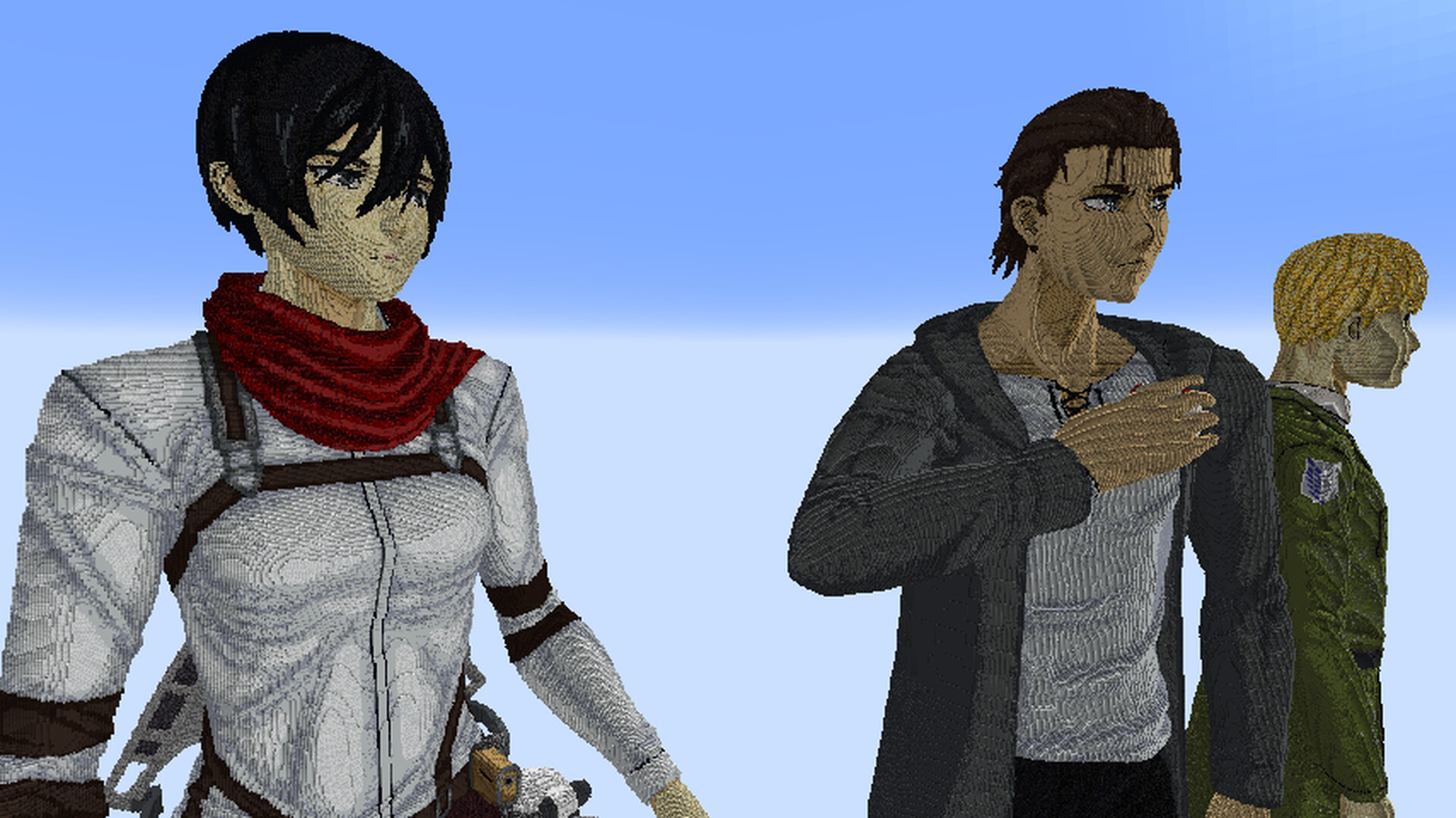 Attack on Titan - Eren, Mikasa, and Armin Minecraft Map