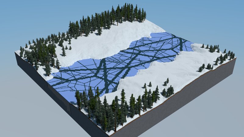 Winter map. Frozen river | Java 1.17.+ | 650x650 Minecraft Map