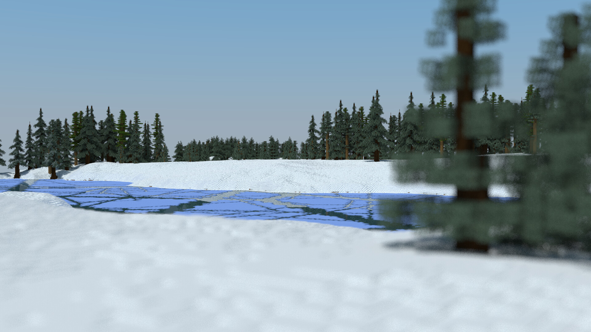 Winter map. Frozen river | Java 1.17.+ | 650x650 Minecraft Map