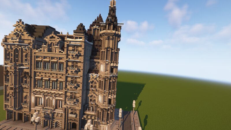 European Oldtown with only gray, black and white blocks Minecraft Map