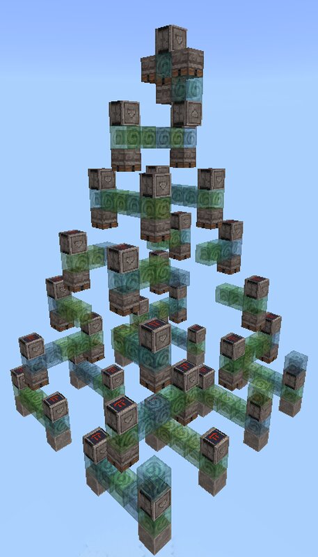 Downward flying 4x4 TNT Dispenser Array Minecraft Map