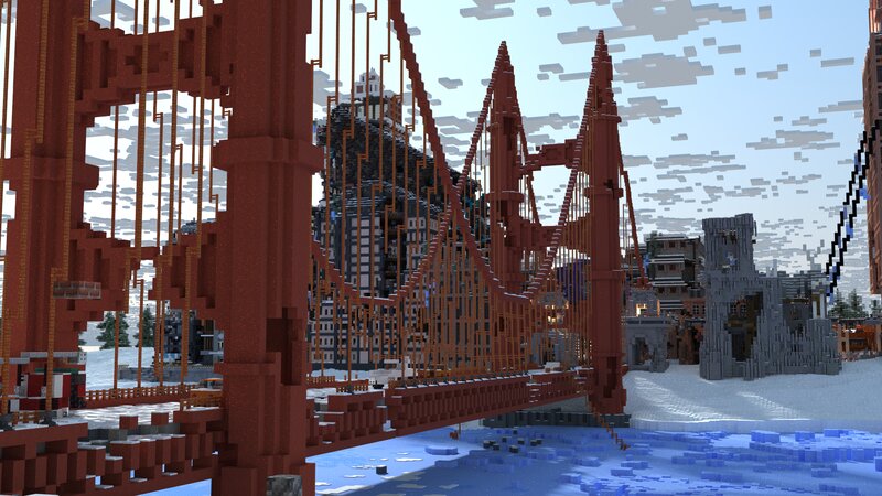 Winter map. Sity, bridge and frozen river| Java 1.18.+ | 650x650 ...