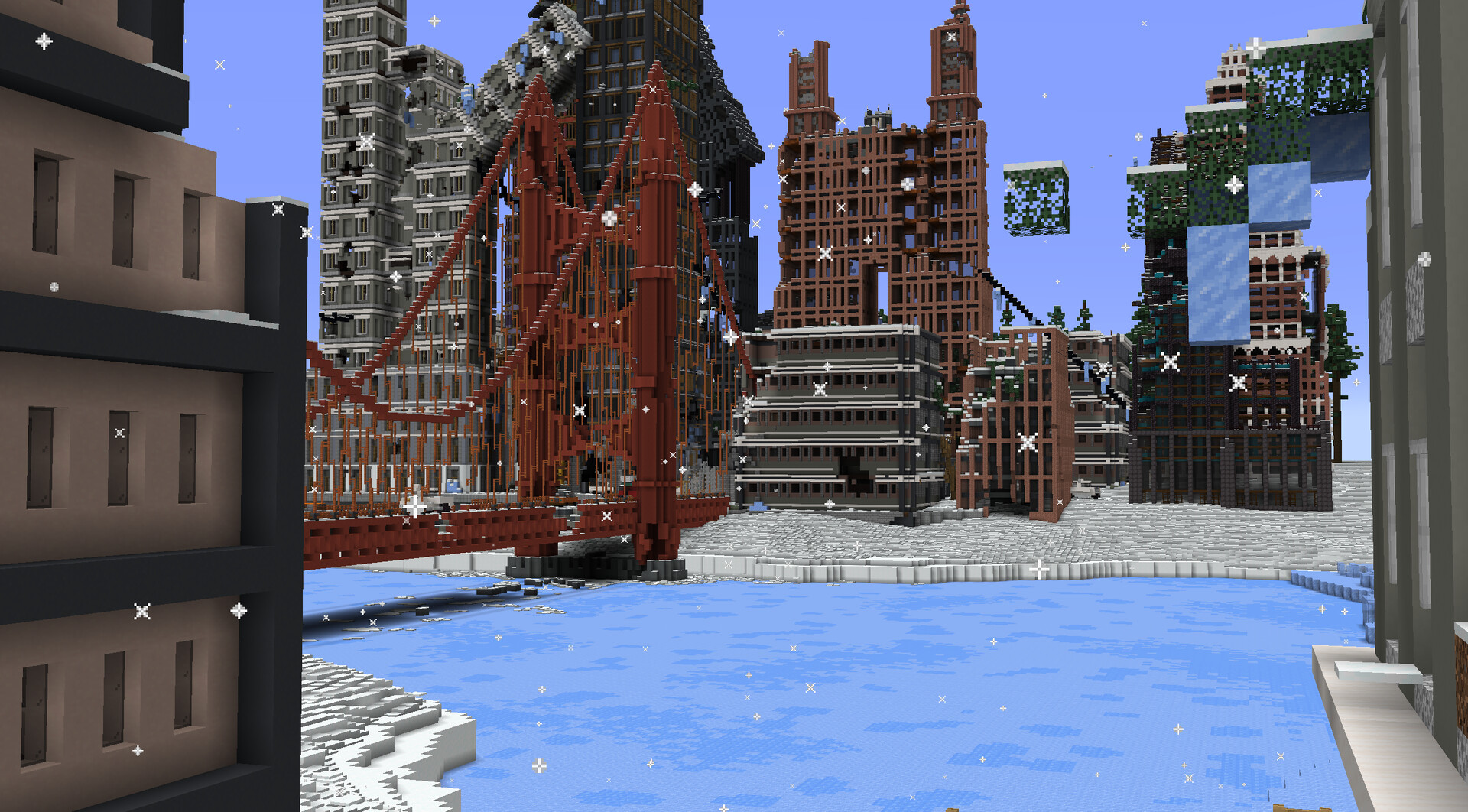 Winter map. Sity, bridge and frozen river| Java 1.18.+ | 650x650 ...