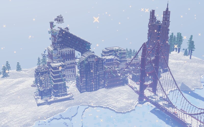 Winter map. Sity, bridge and frozen river| Java 1.18.+ | 650x650 ...