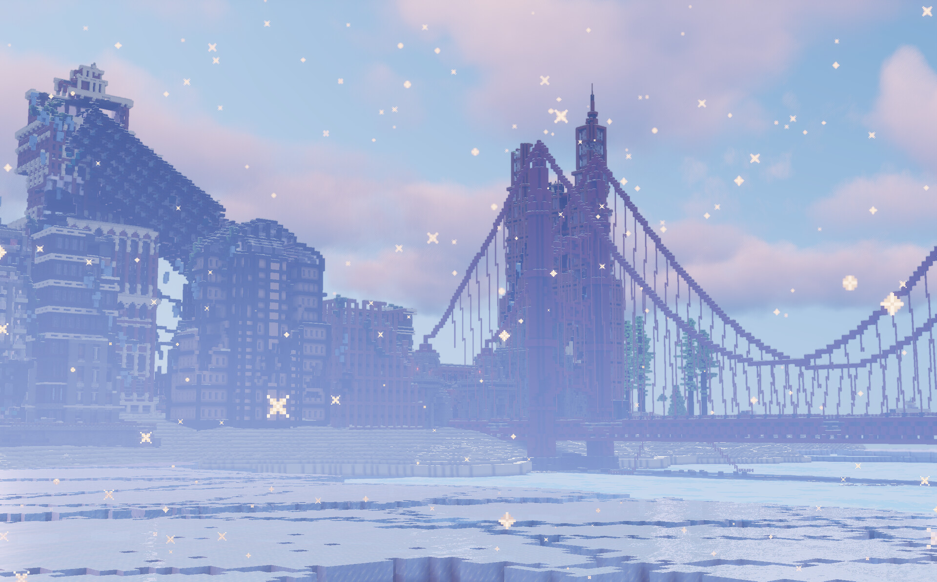Winter map. Sity, bridge and frozen river| Java 1.18.+ | 650x650 ...