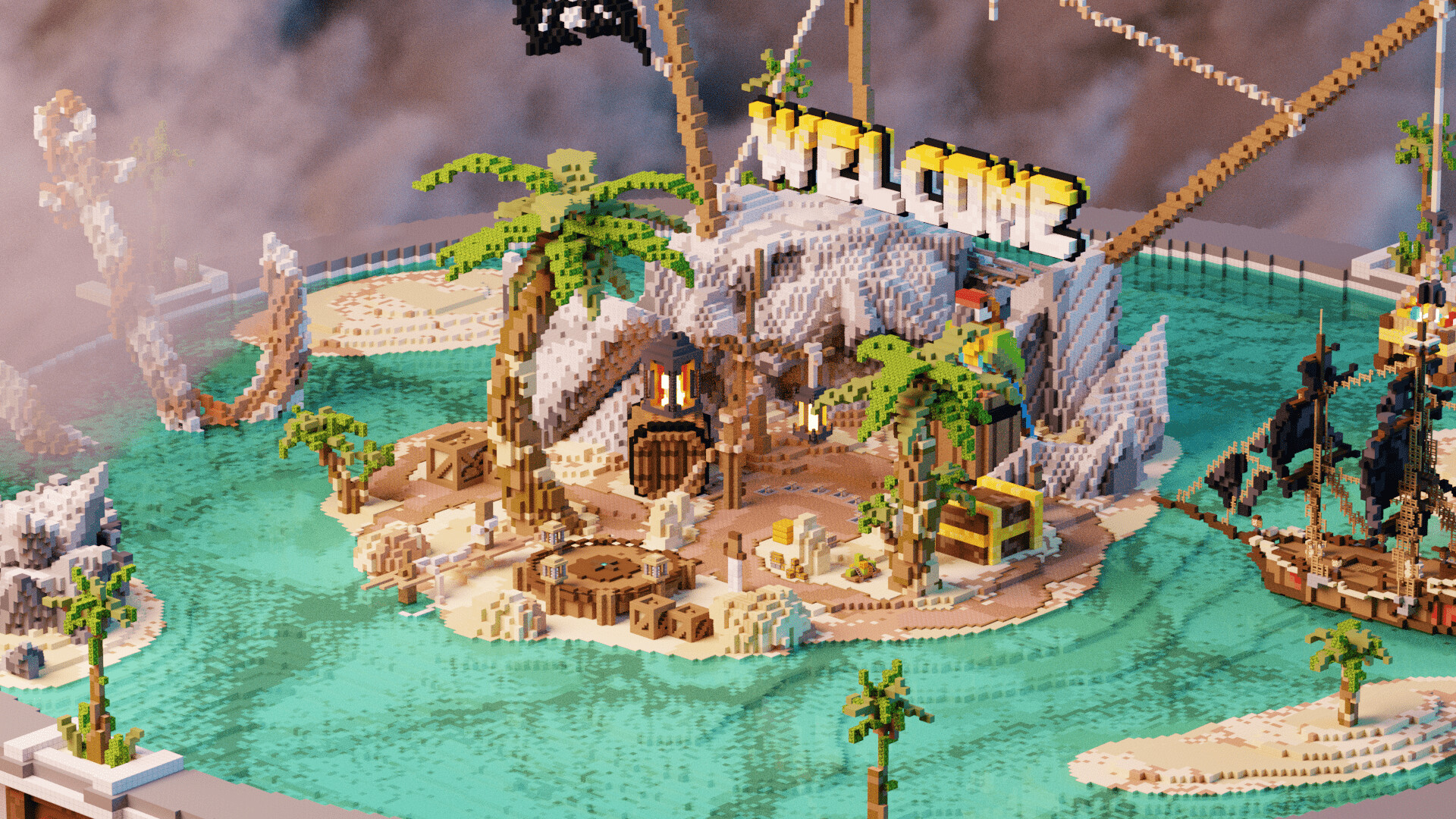 Pirate's Island Hub / Lobby / MiniGames Hub 300 x 300 Minecraft Map