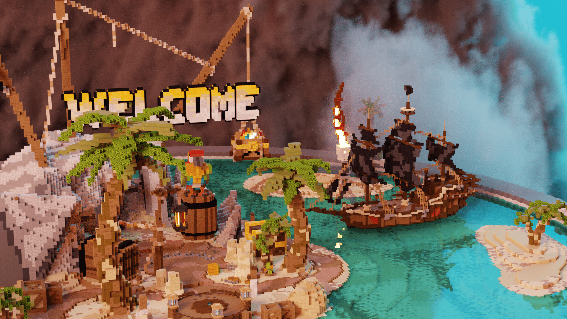 Pirate's Island Hub / Lobby / MiniGames Hub 300 x 300 Minecraft Map