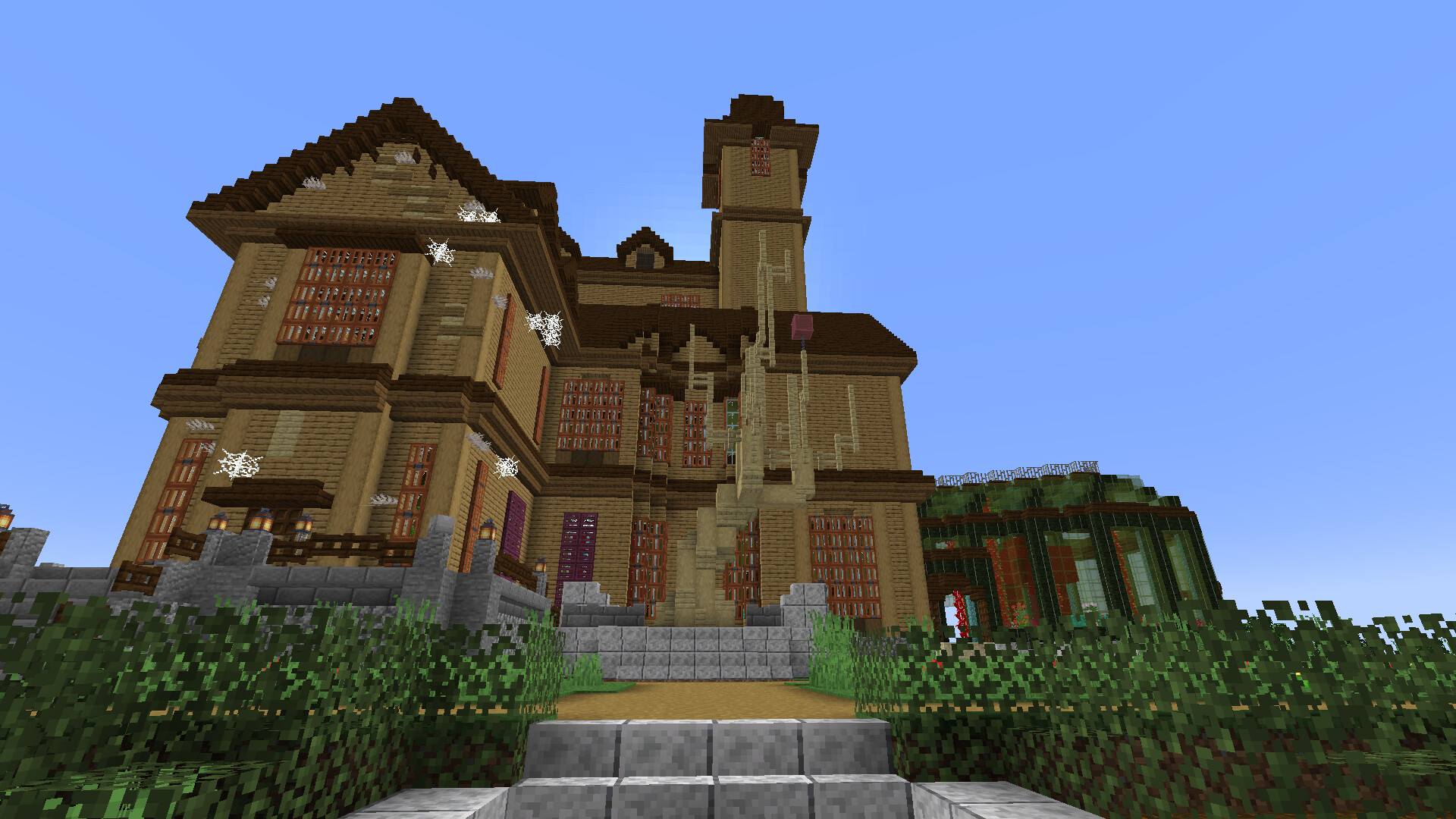 The mansion is based on the cartoon The Addams Family Minecraft Map