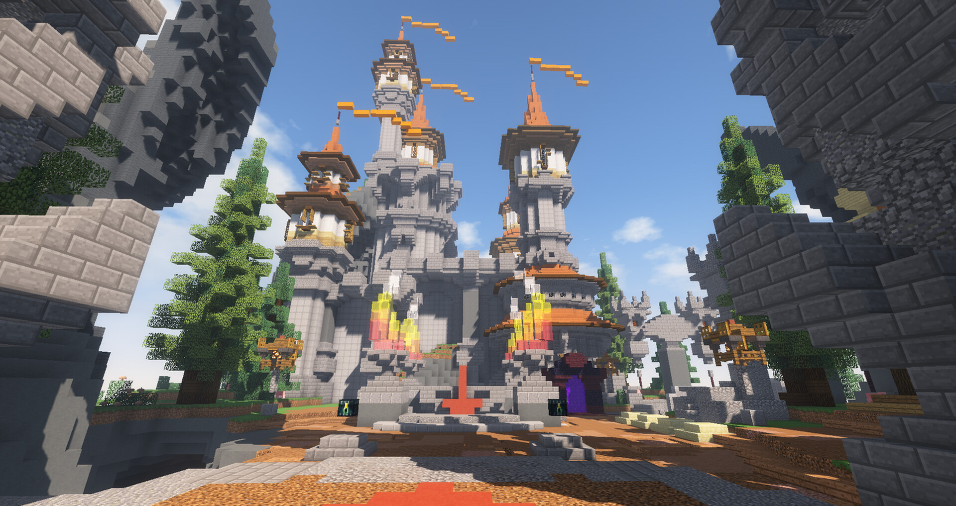 🔥 FLAME CASTLE LOBBY 1.8+ Minecraft Map