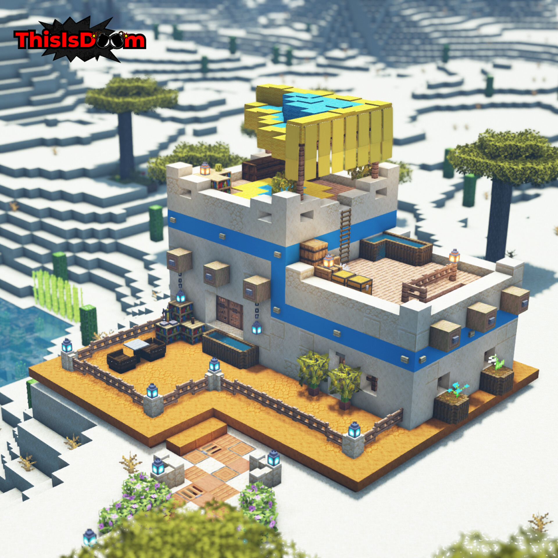 Two Story Desert House (Build and Litematic) Minecraft Map